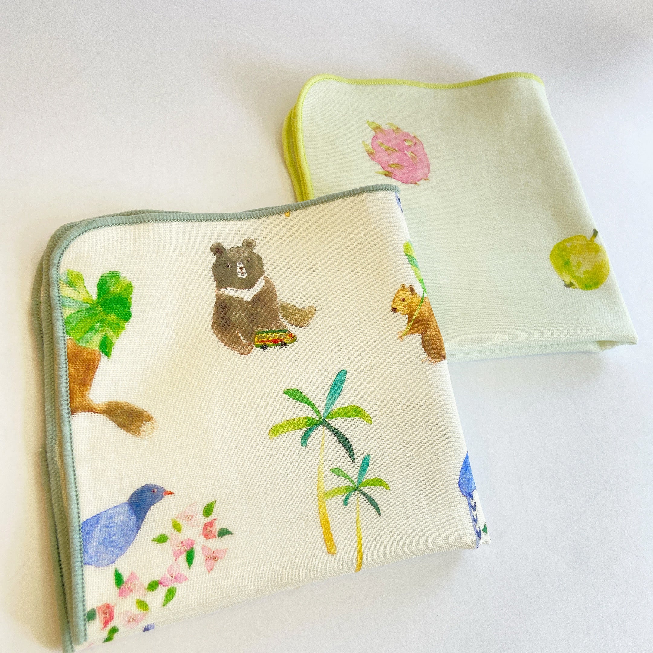Baby and Kid Gauze Handkerchiefs 2pcs set (Taiwan Animals/ Fruits ...